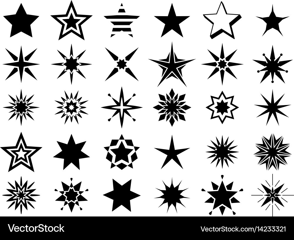 Black Star Icon Set Royalty Free Vector Image - VectorStock