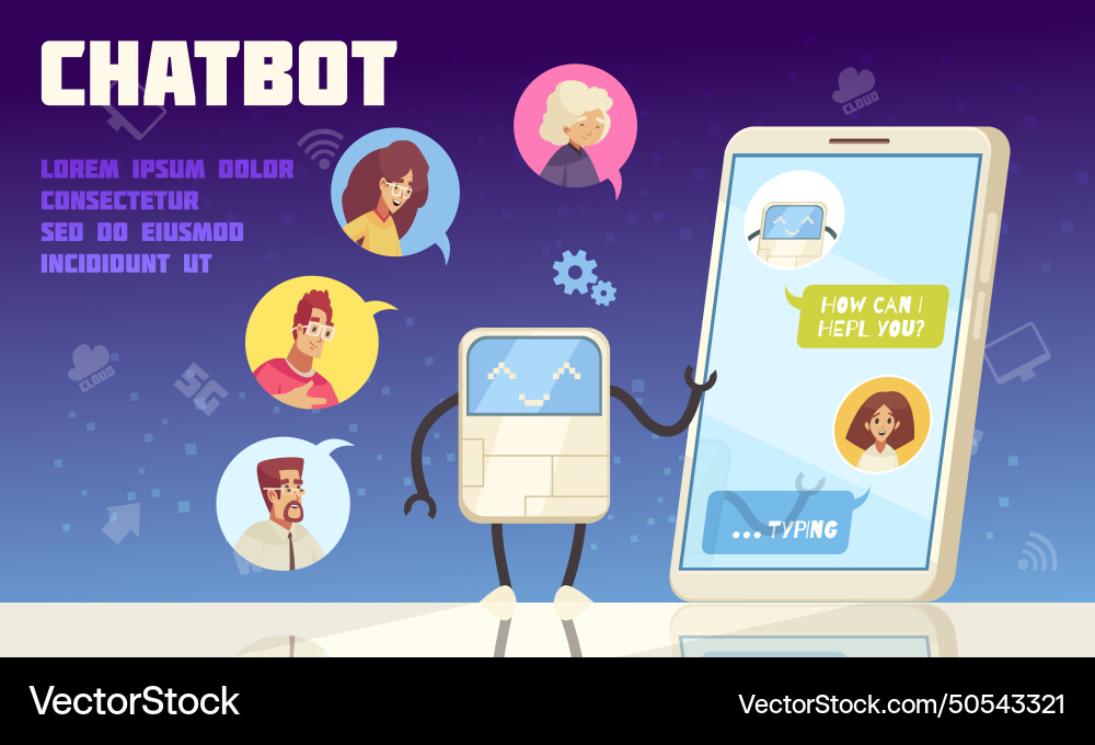Call center chatbot ad Royalty Free Vector Image