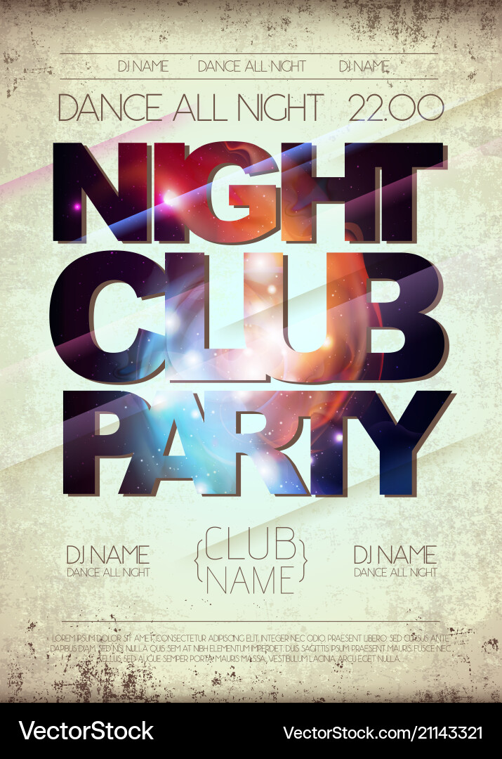 Disco night club poster on open space background Vector Image