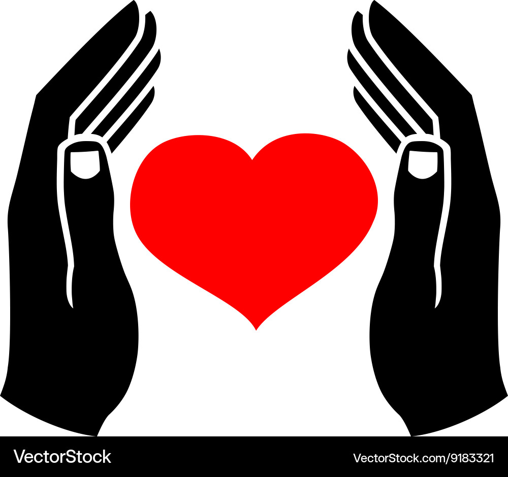 Hands of man and the heart Royalty Free Vector Image