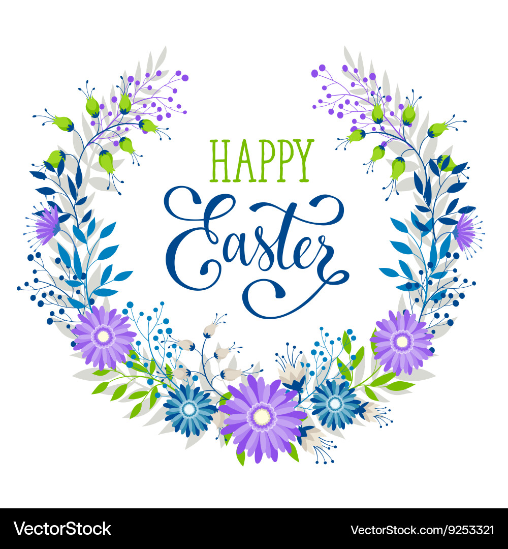 Happy easter wreath Royalty Free Vector Image - VectorStock