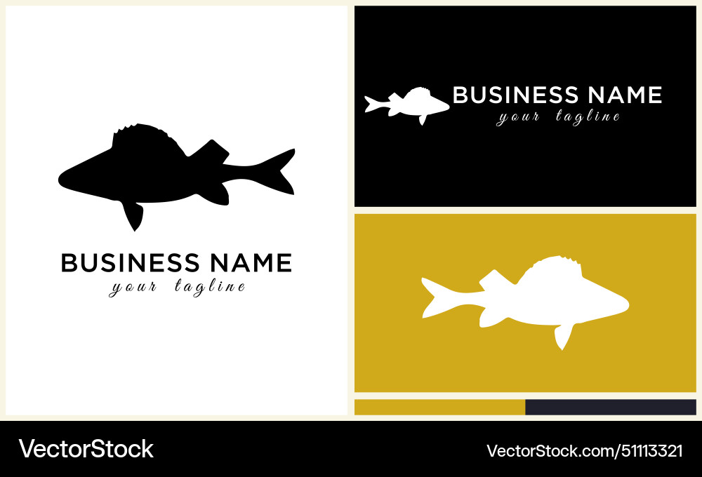 Line art fish logo template Royalty Free Vector Image