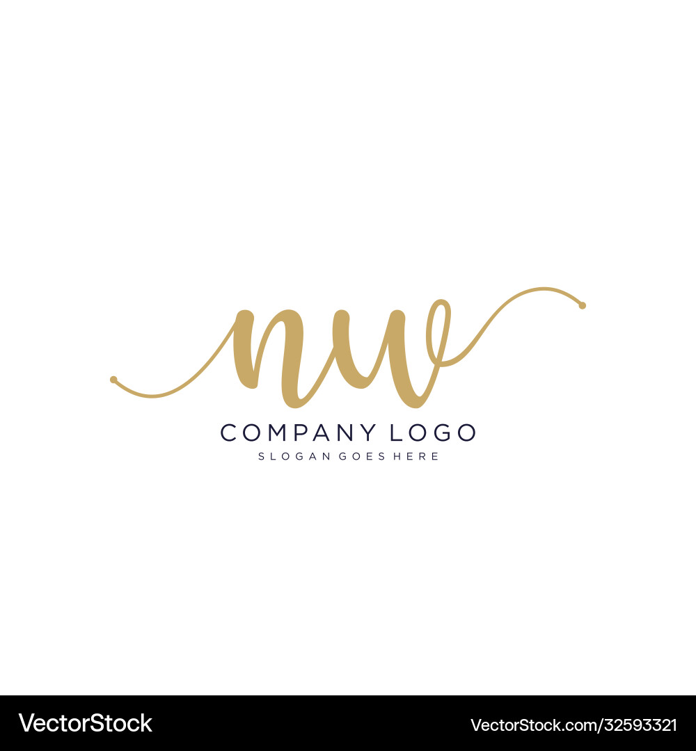 Nw initial handwriting logo design Royalty Free Vector Image