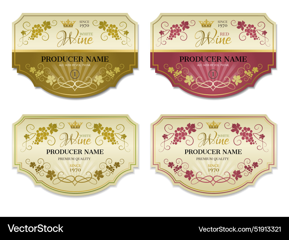 Set of wine horizontal labels Royalty Free Vector Image