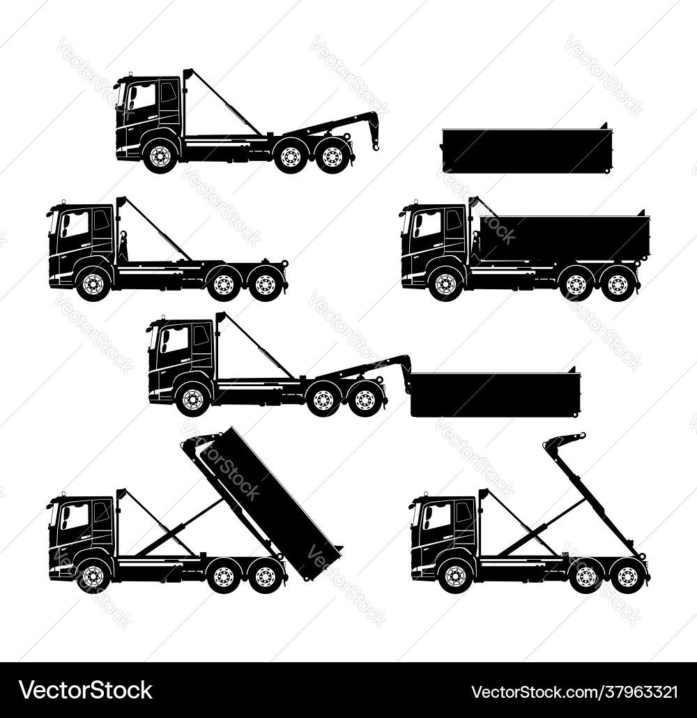 Skip truck hook lift Royalty Free Vector Image
