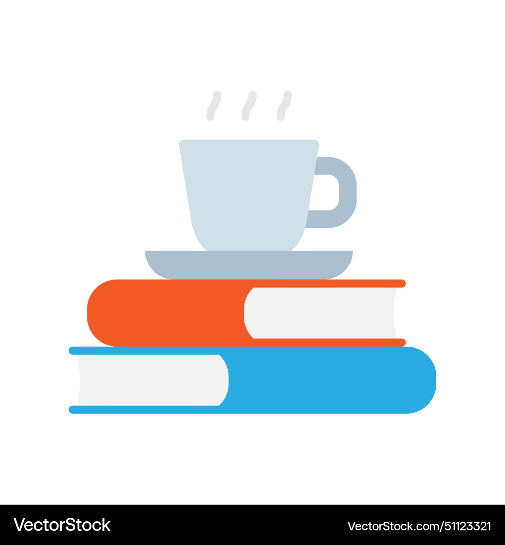 Stack of books with a cup of hot coffee or tea Vector Image