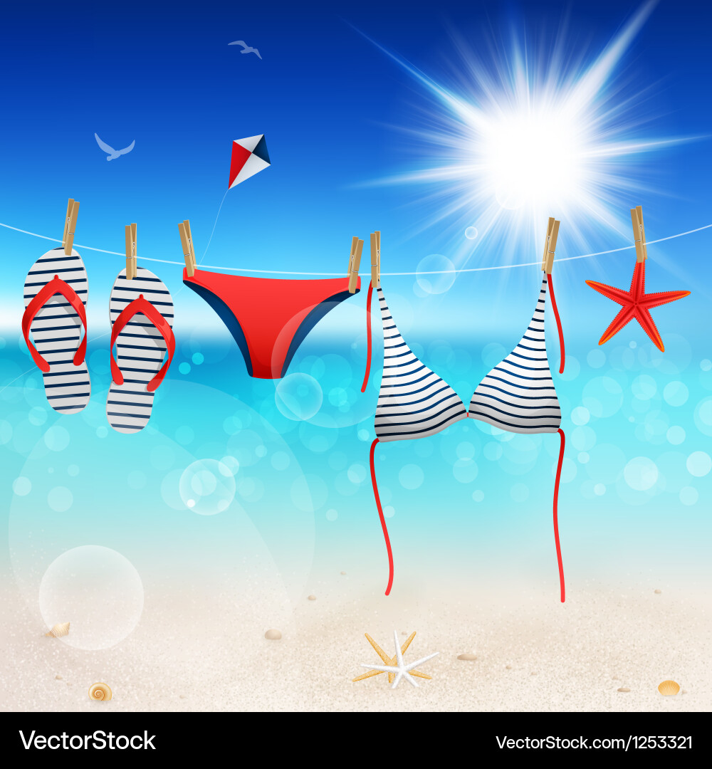 Sweemsuit on seascape Royalty Free Vector Image