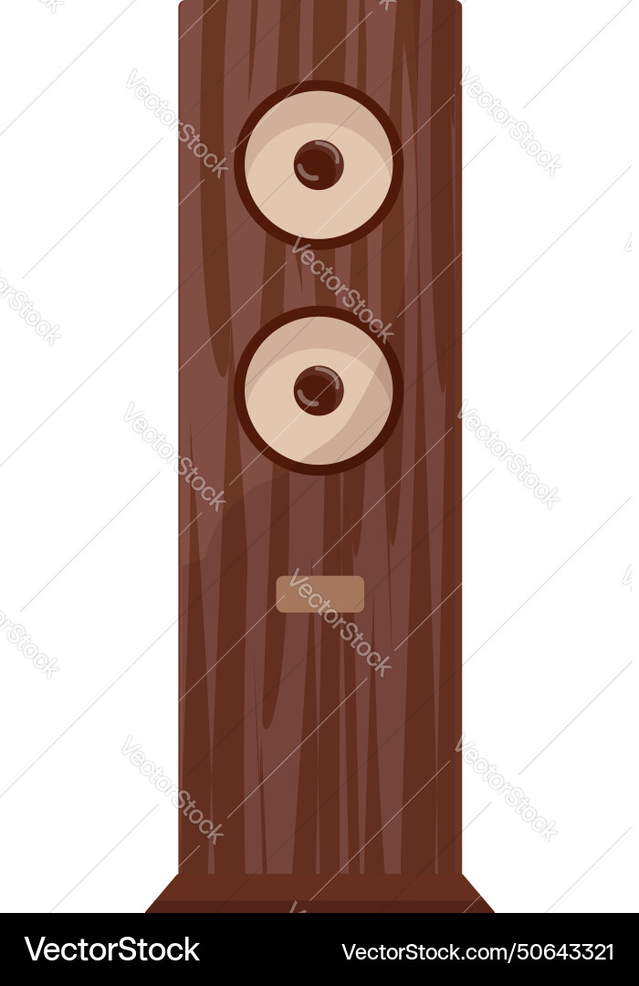 Wooden stereo speaker icon cartoon audio Vector Image