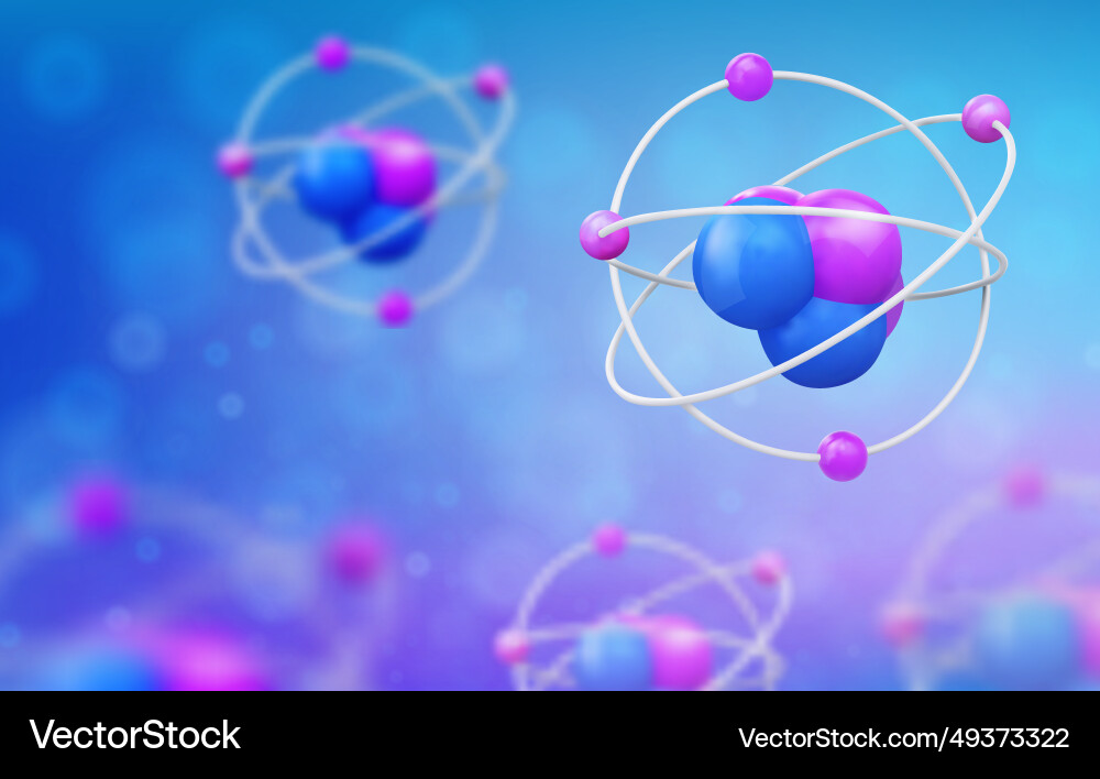 Atom close up realistic 3d with the effect low Vector Image