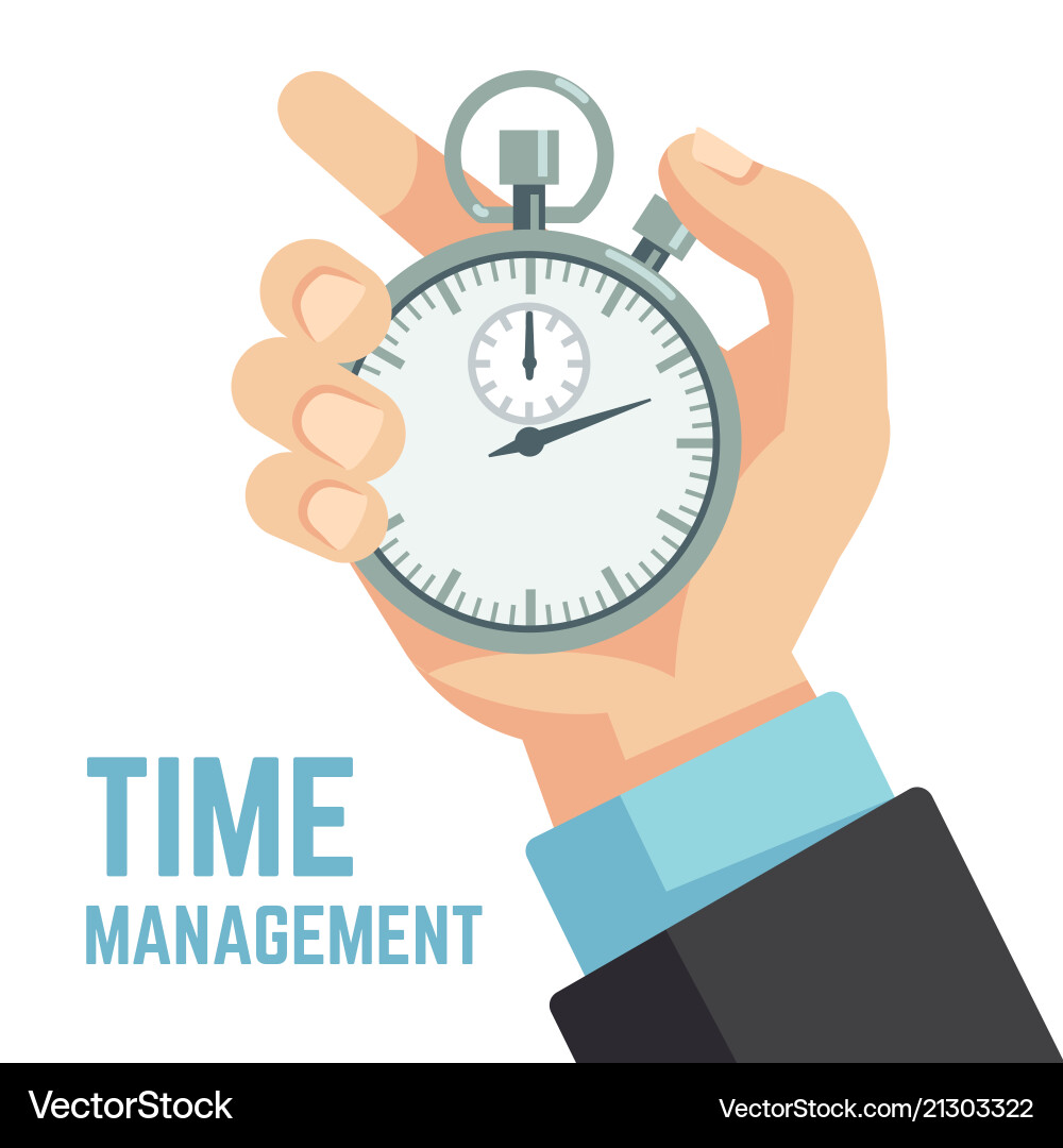 Businessman hand holding stopwatch or clock Vector Image