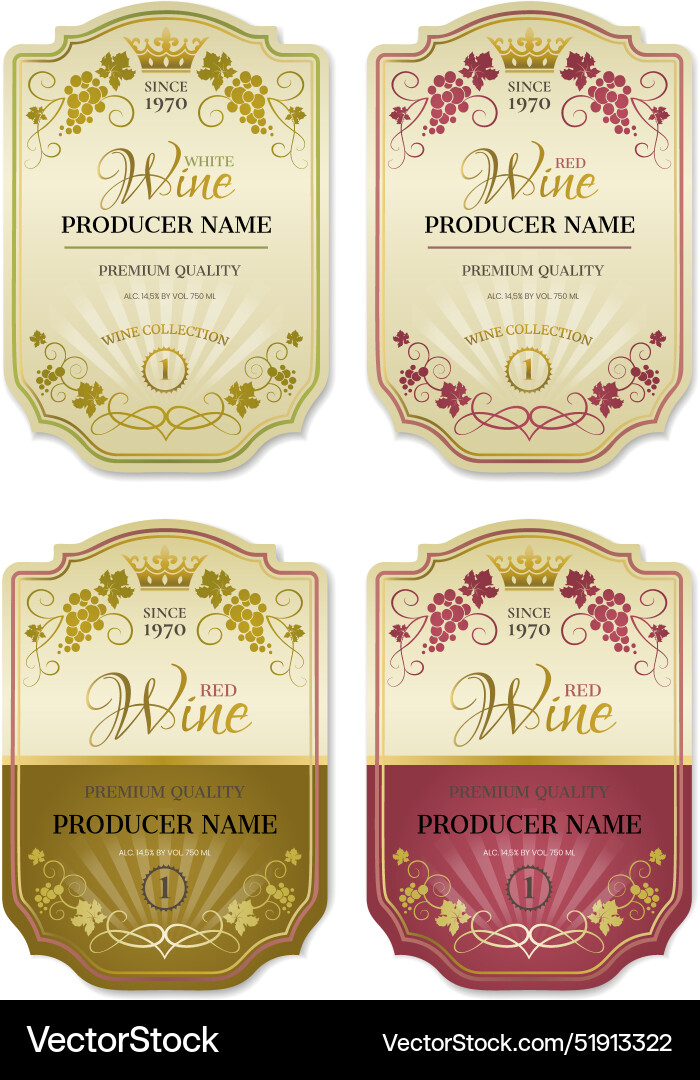 Green and red wine vertical labels set Royalty Free Vector