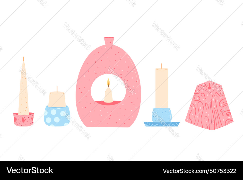 Handmade soy candles set aromatic Royalty Free Vector Image