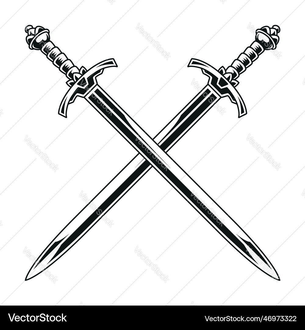 Medieval crossed swords Royalty Free Vector Image