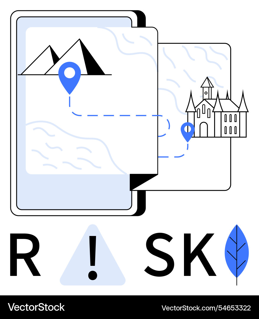Navigational path from mountains to castle Vector Image