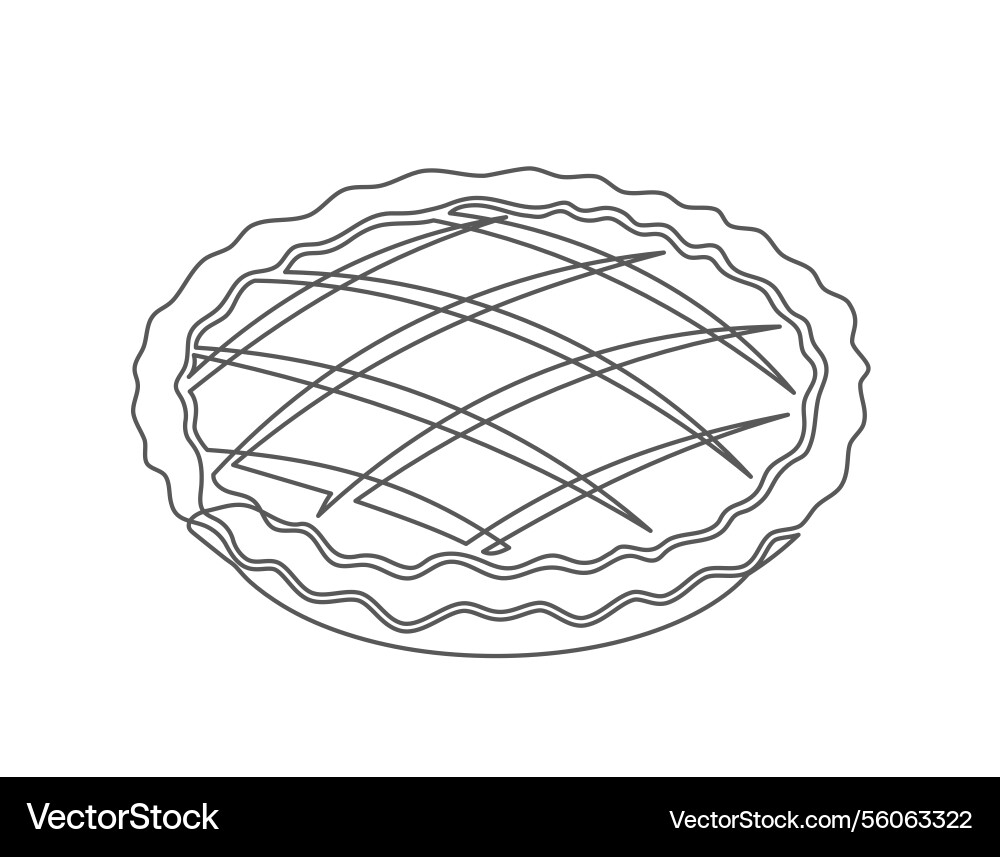 Pie apple continuous one line icon isolated on Vector Image