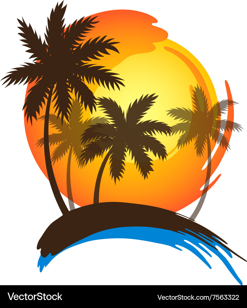 Plam tree sunset Royalty Free Vector Image - VectorStock