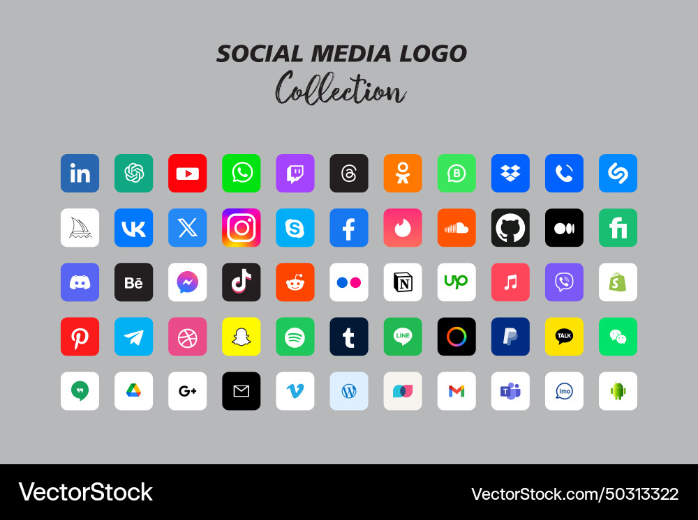 Social media icons collection Royalty Free Vector Image