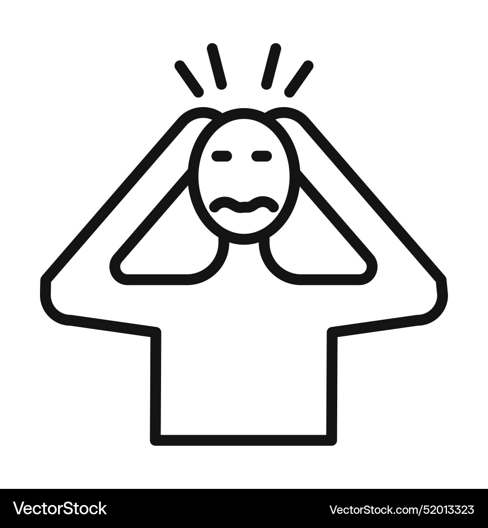 Angstsymbol schwarz Linie Kunst Lizenzfreies Vektorbild