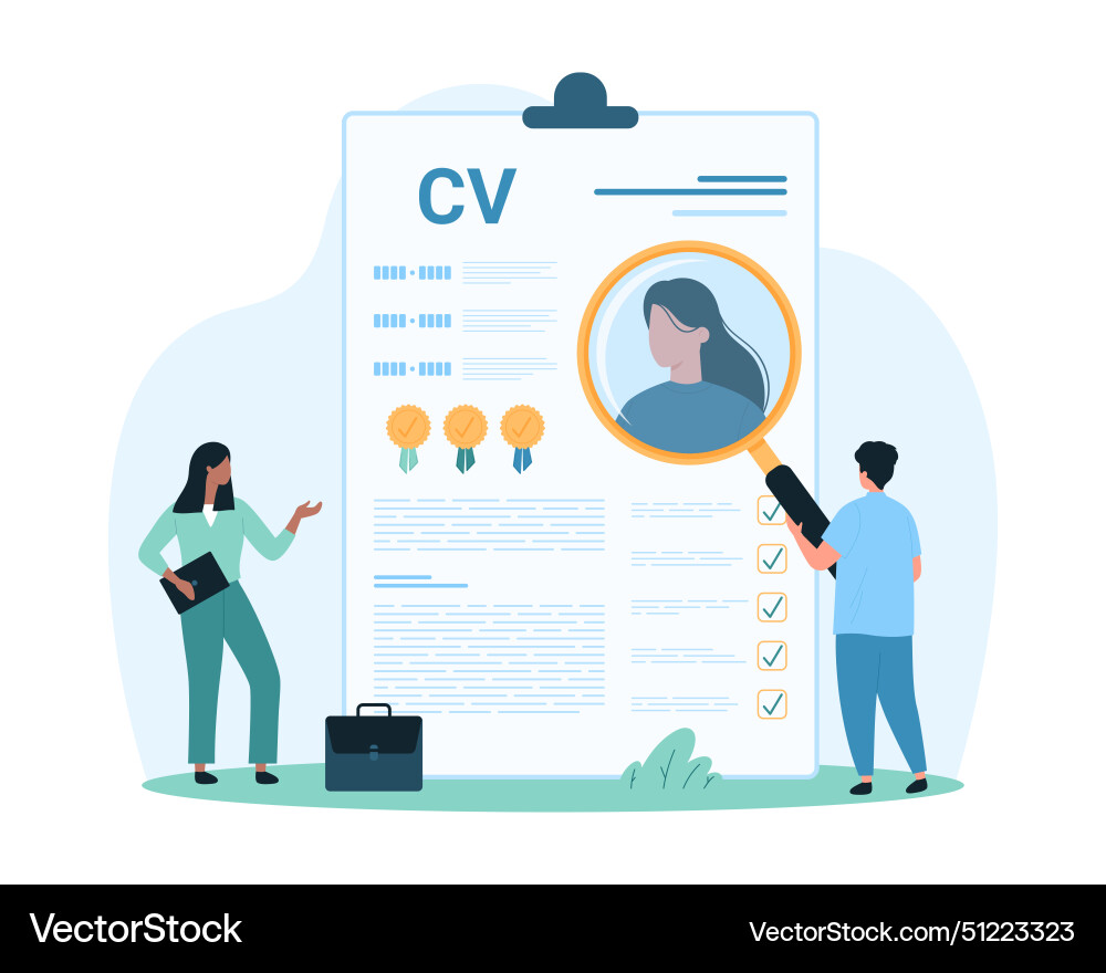 Curriculum vitae or cv research with magnifying Vector Image