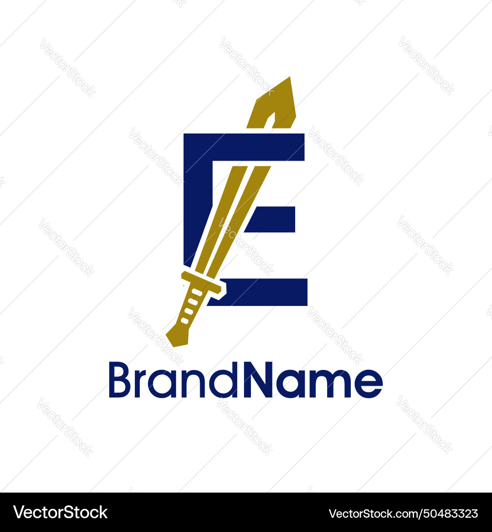 Elegant initial e sword logo Royalty Free Vector Image