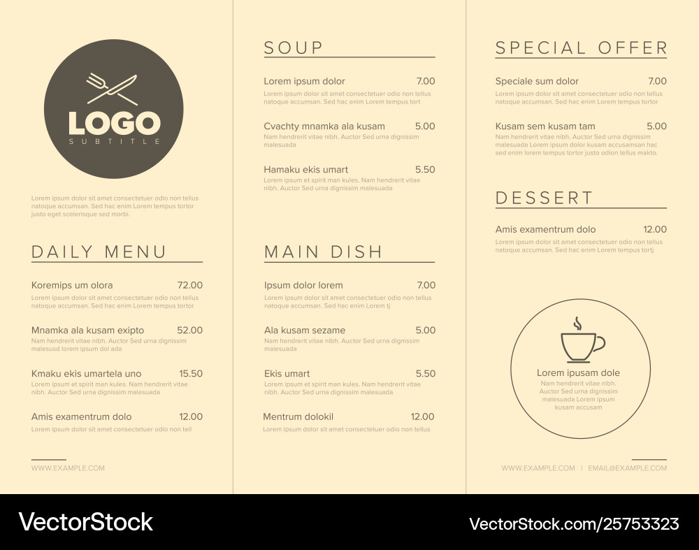 Minimalist Restaurant Menu Template Royalty Free Vector