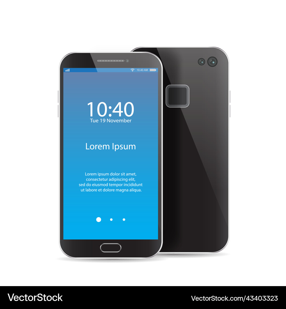 Modern black smartphone isolated front and back Vector Image