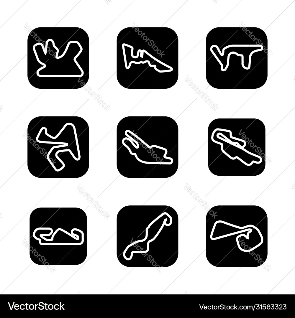 MotoGP Circuit Icon Set Royalty Free Vector Image
