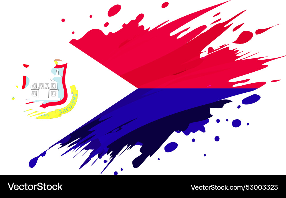 Saint martin flag painted with grunge brush Vector Image