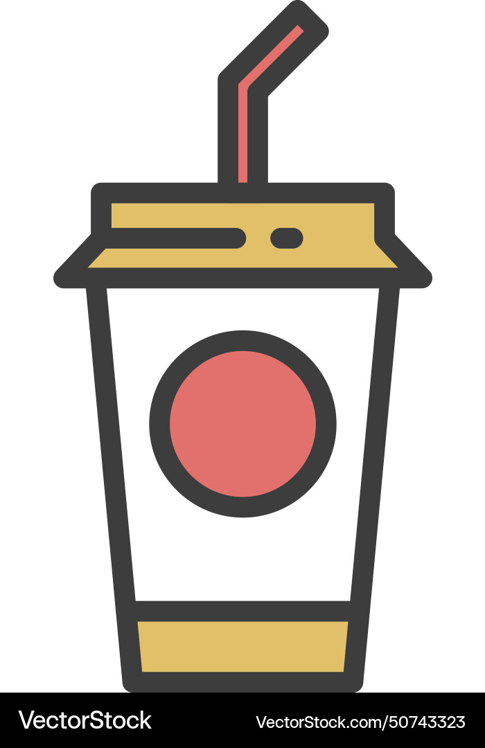 Takeaway drink cup with straw soda color icon Vector Image
