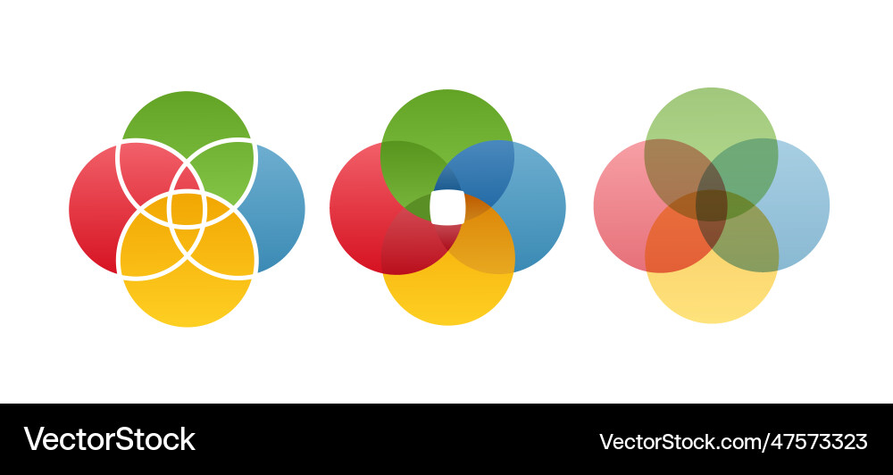 Venn colorful diagrams set Royalty Free Vector Image