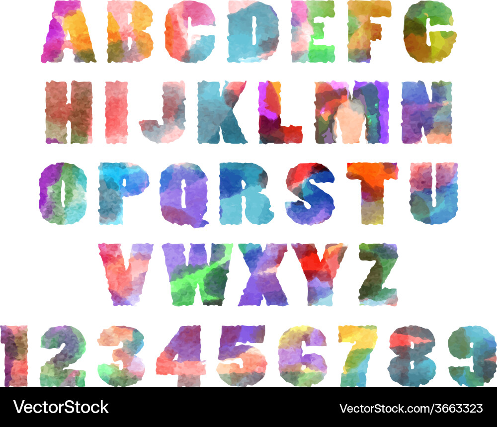Watercolor Alphabet Letters Royalty Free Vector Image