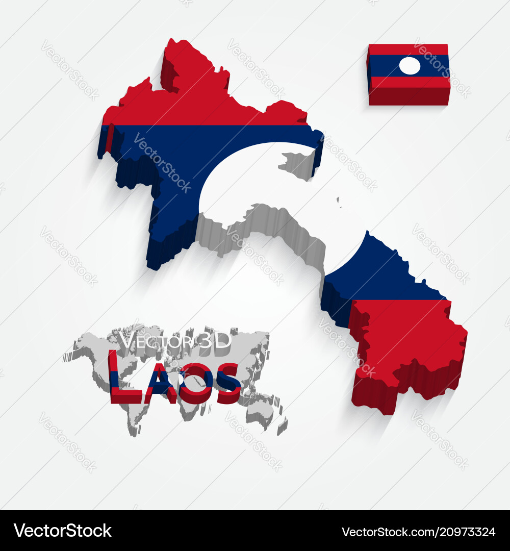 3d laos map Royalty Free Vector Image - VectorStock