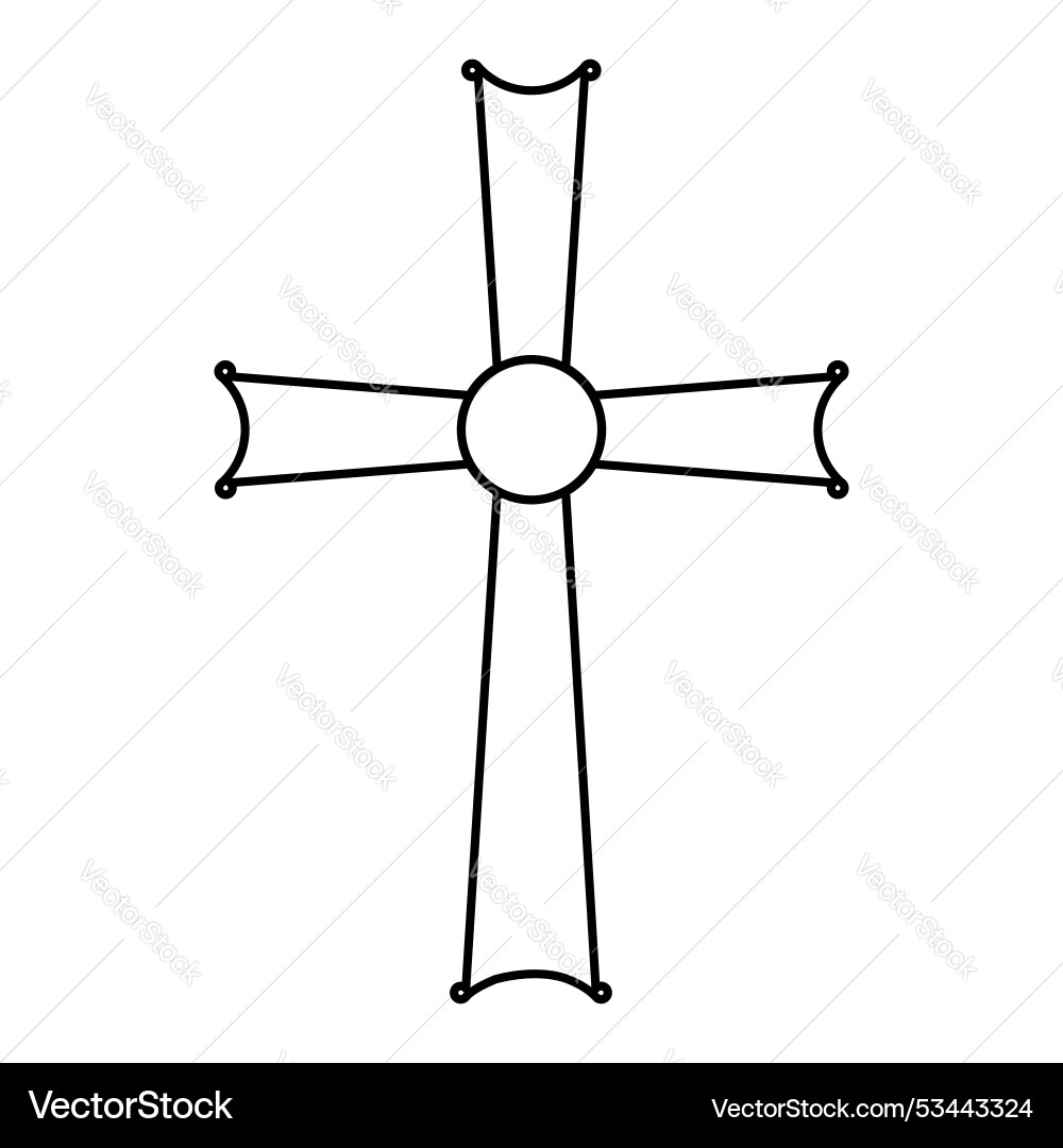 Ancient christian cross icon symbol outline Vector Image