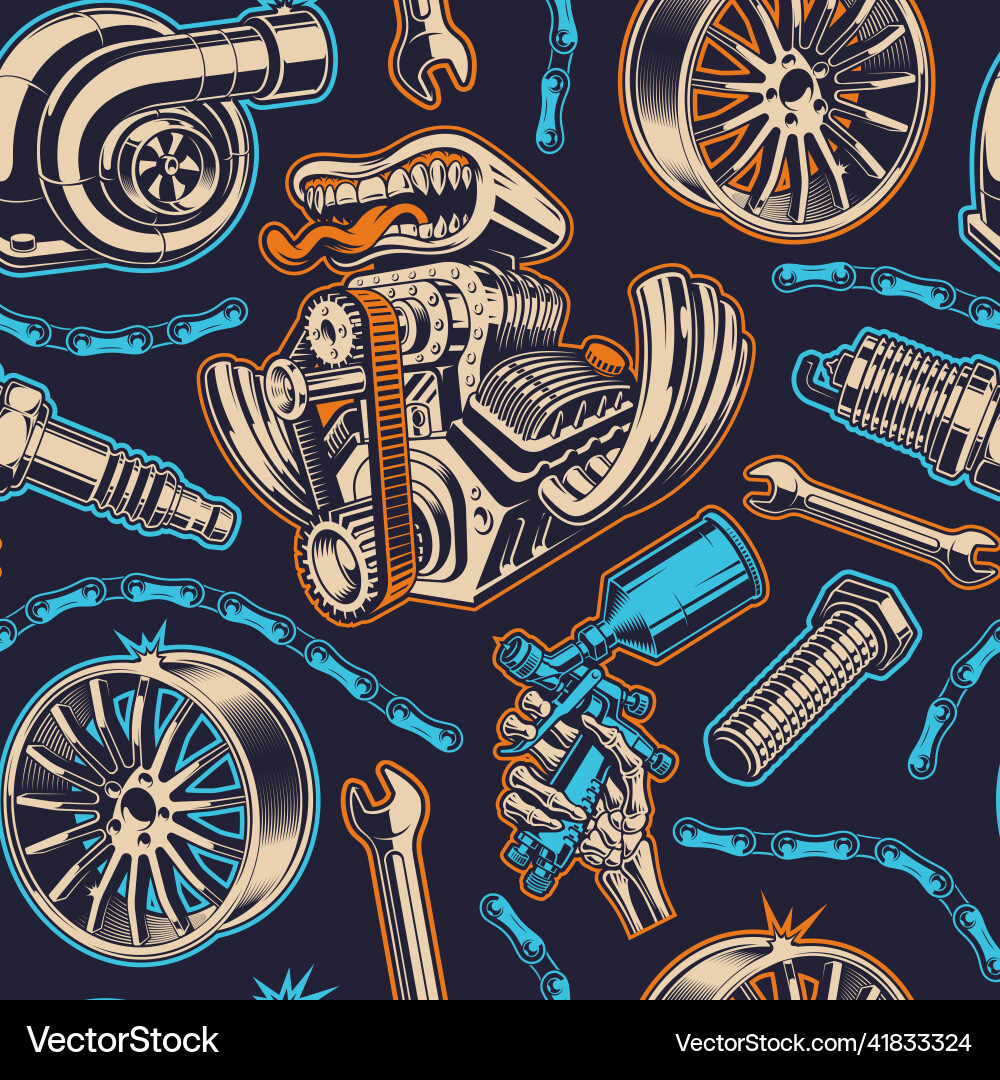 Automotive Parts Seamless Pattern Royalty Free Vector Image