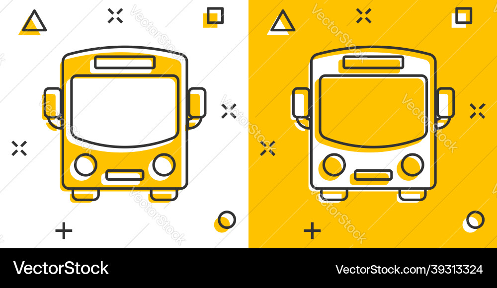 Bus icon in comic style coach car cartoon Vector Image
