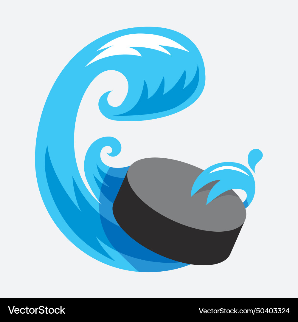 Hockey fly water wave ball icon Royalty Free Vector Image