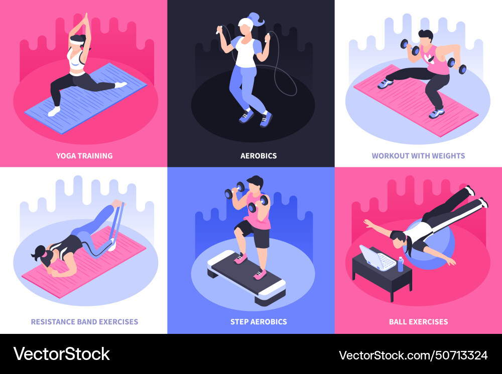 Isometric fitness design concept Royalty Free Vector Image