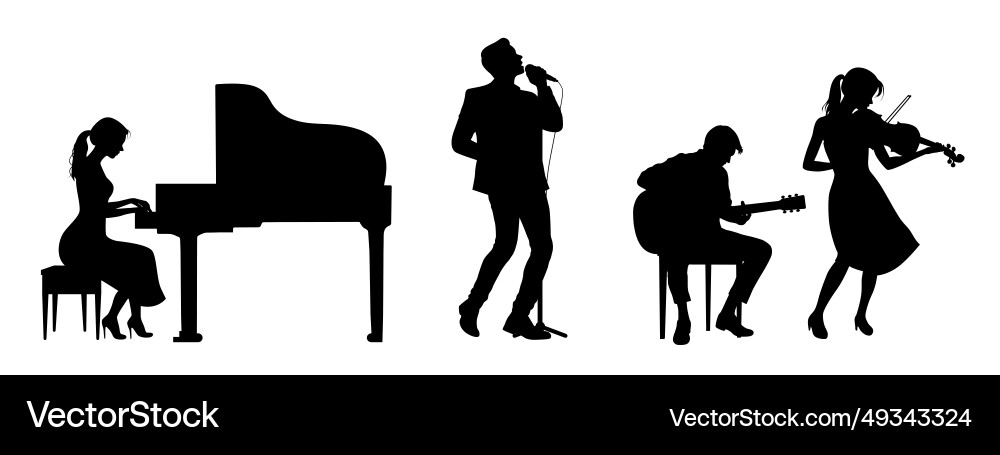 Music band with man singer singing playing Vector Image