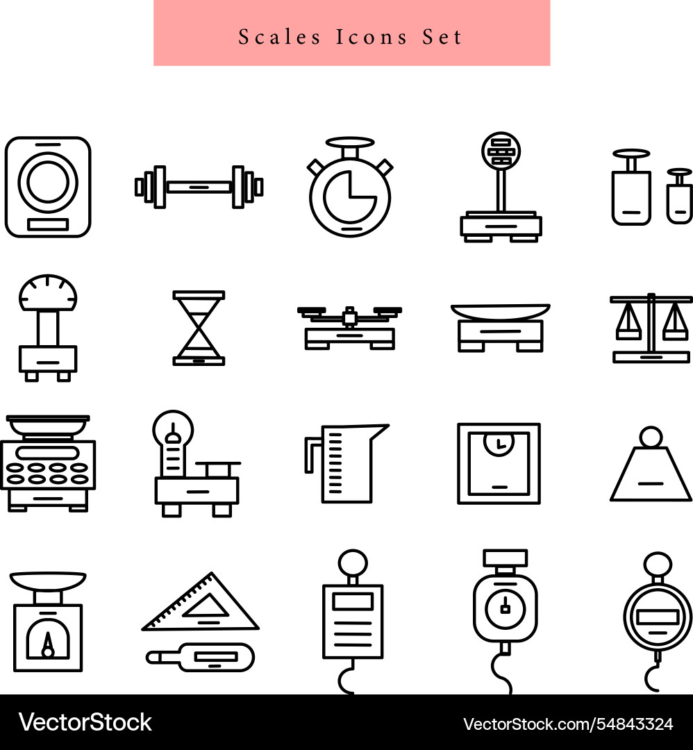 Scales line art hand drawn icons set Royalty Free Vector