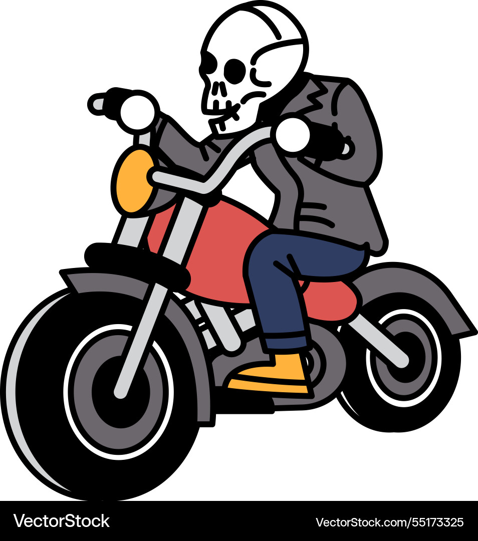 A skeleton is riding motorcycle Royalty Free Vector Image