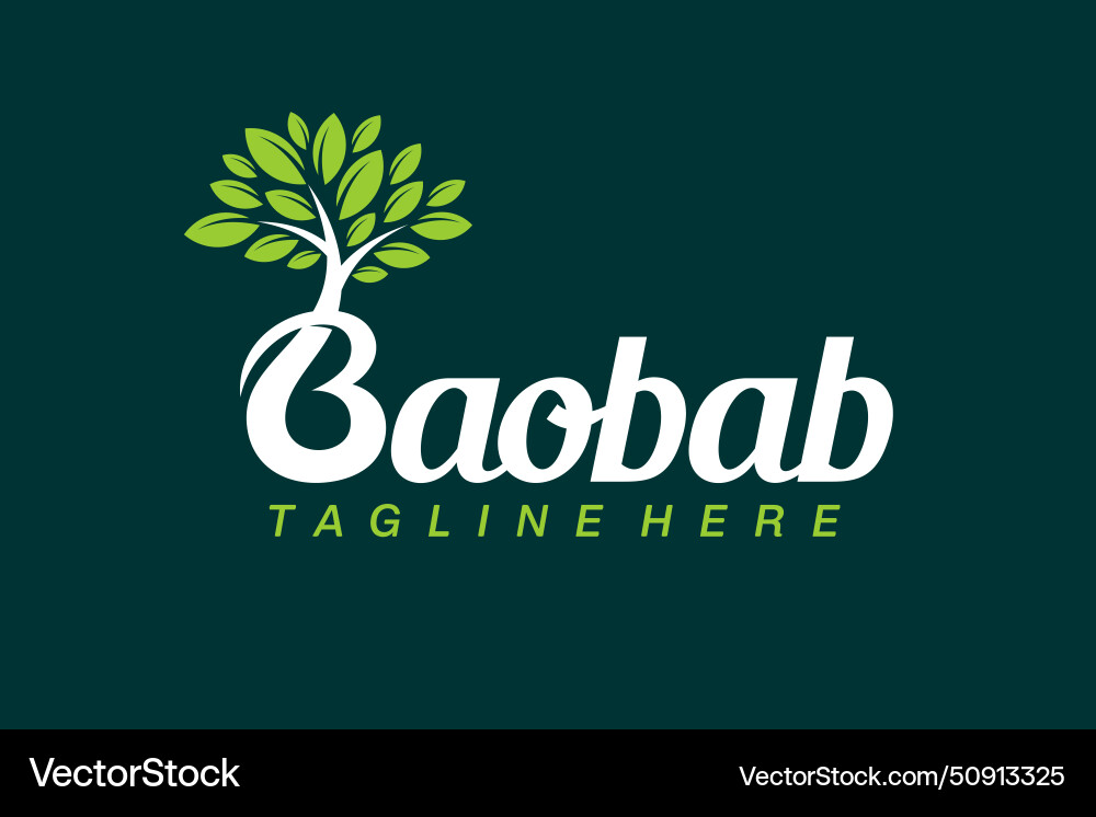 Baobab lettering logo letter b tree Royalty Free Vector