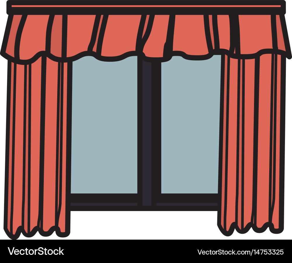 Cute courtain windows icon Royalty Free Vector Image