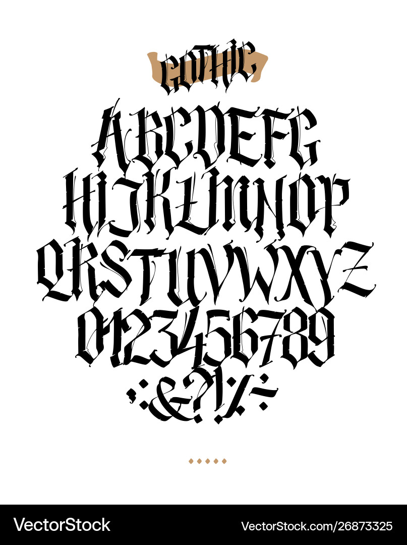 Full alphabet in gothic style letters Royalty Free Vector