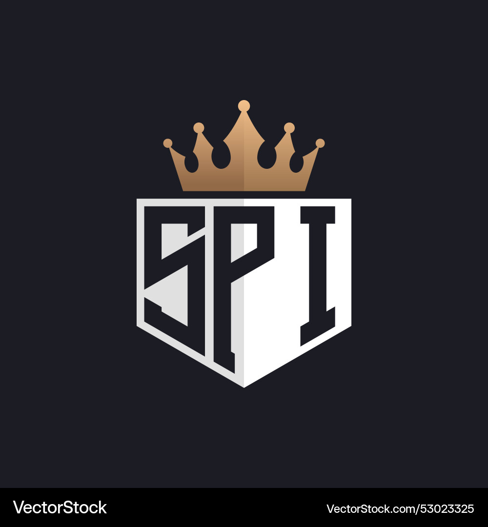Luxury spi logo with crown elegant initials Vector Image