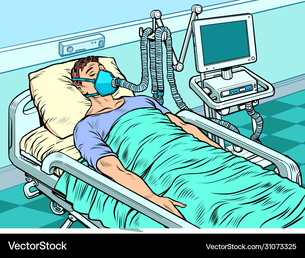 Medical ventilator machine heavy patient Vector Image