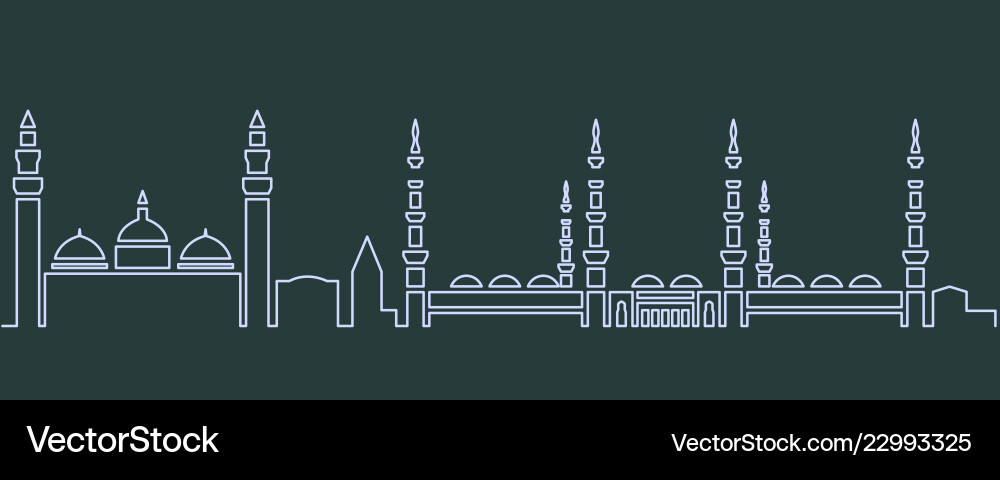 Medina single line skyline Royalty Free Vector Image