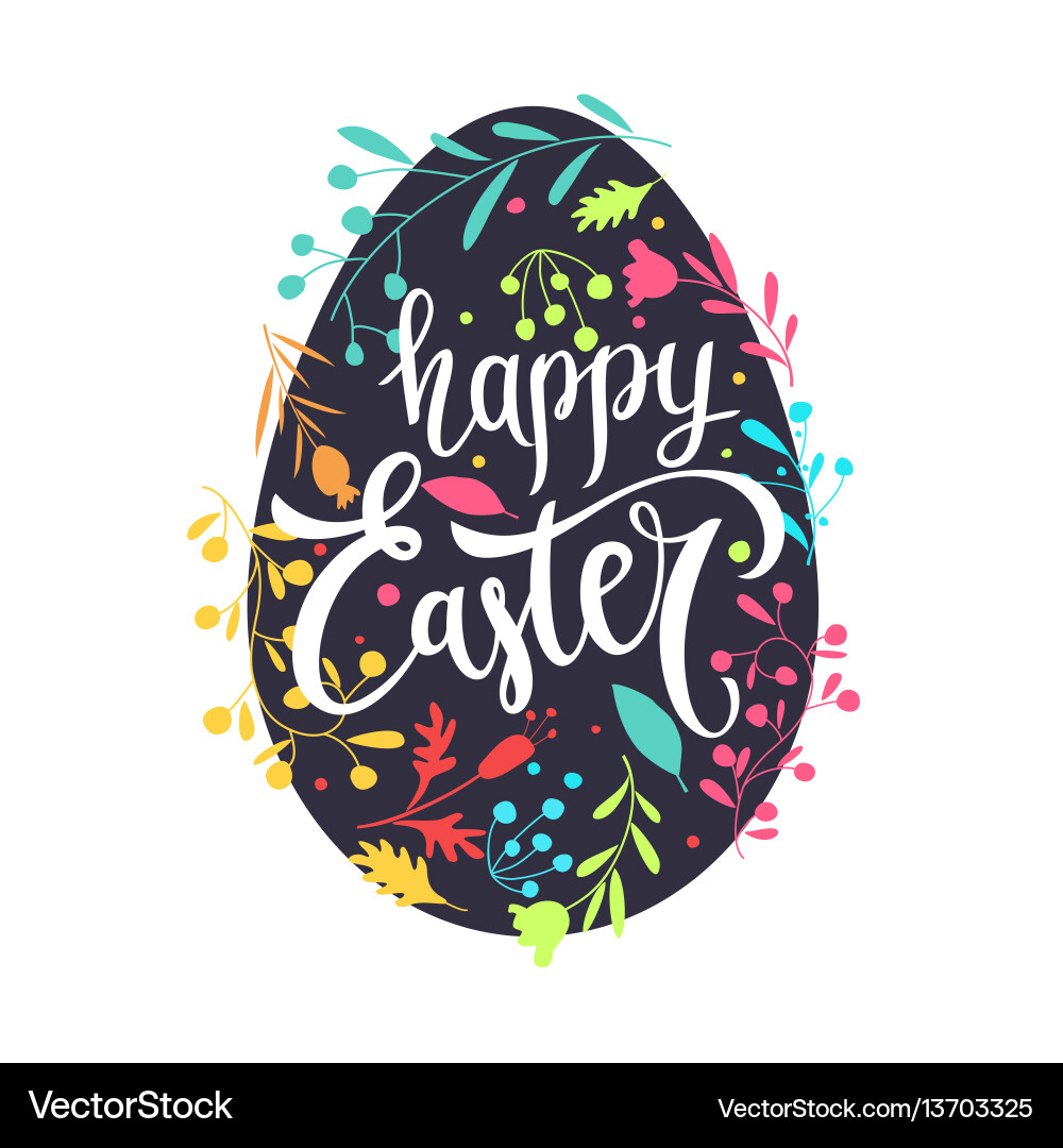 Modern hand drawn lettering happy easter Vector Image