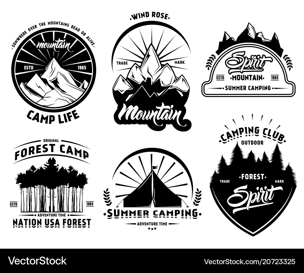 Outdoor camping labels set Royalty Free Vector Image