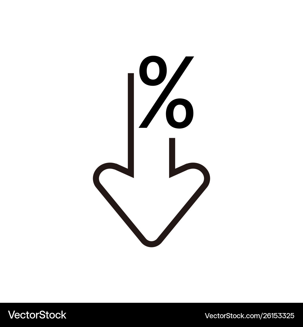 Percent down line icon percentage arrow reduction Vector Image