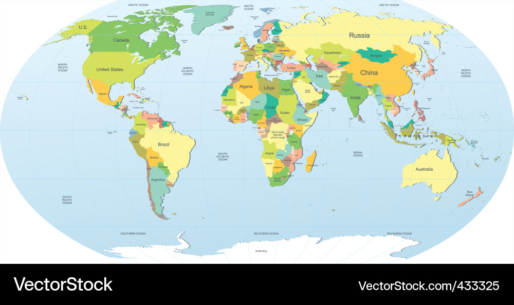 Political World Map Royalty Free Vector Image - VectorStock
